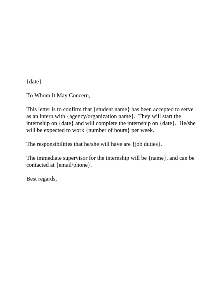Sample Internship Confirmation Letter | PDF