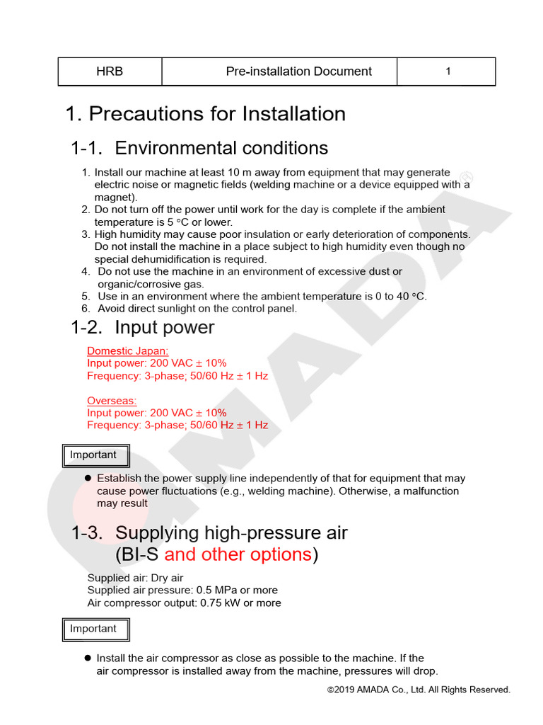 HRB Machine Installation Guidelines | PDF | Screw | Alternating Current