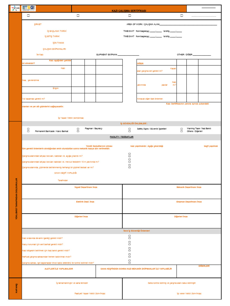 000 A EE 0190319 Tmp05 R02 Excavation Work Permit | PDF