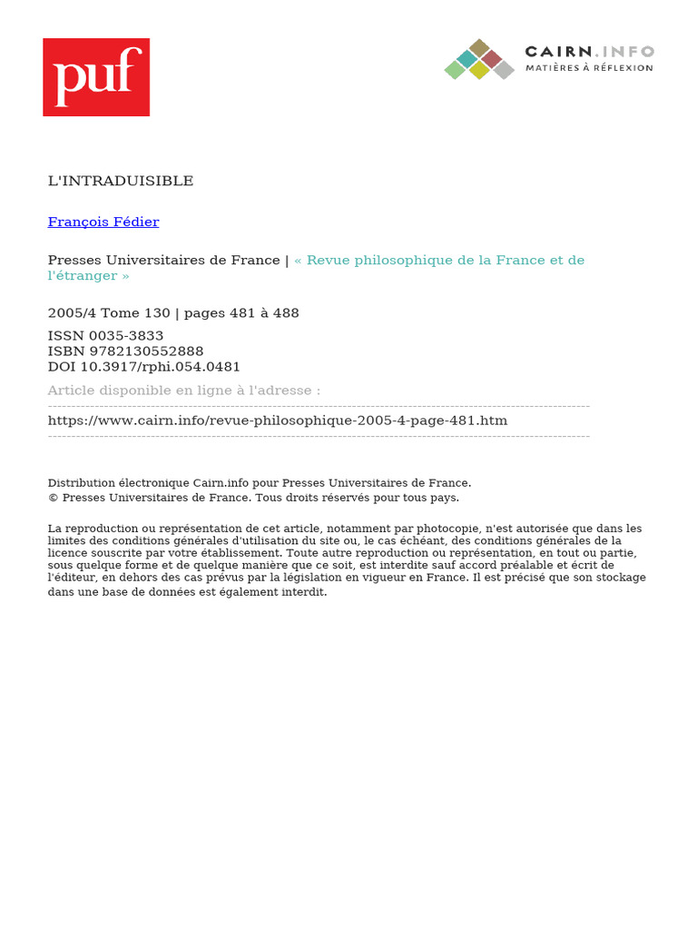 L'intraduisible en philosophie et langage | PDF | Traductions ...