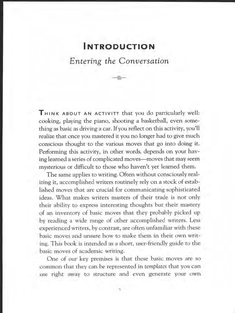 CH 1 They Say I Say Full Text OCR | PDF | Thought | Plagiarism