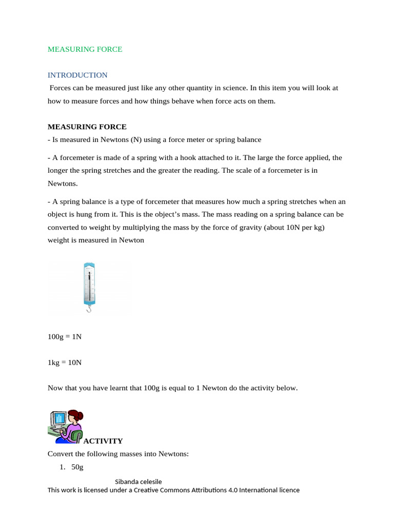 How to Measure Force in Newtons | PDF