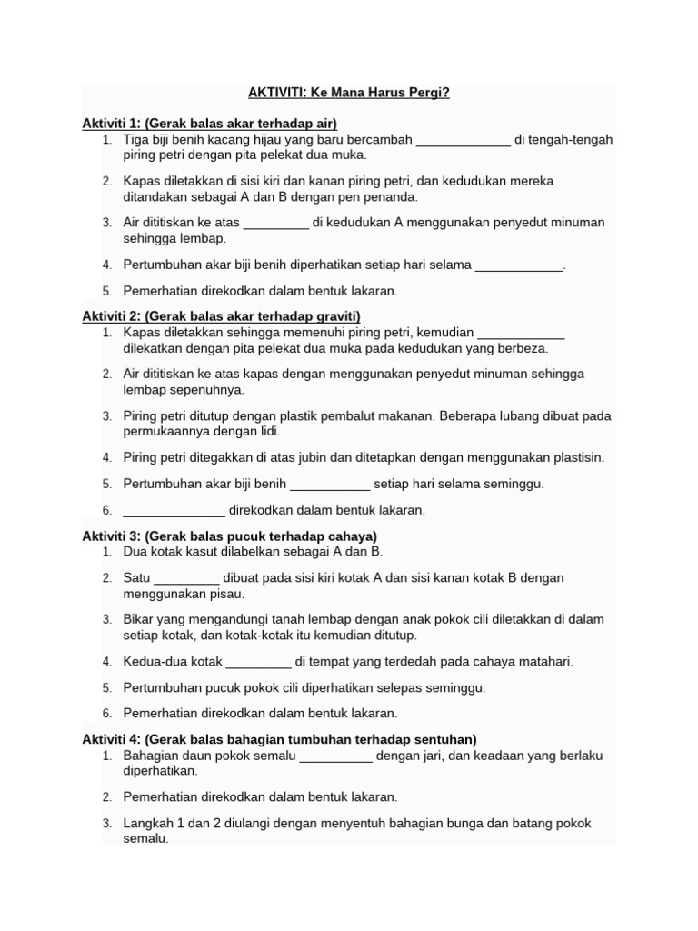 Gerak Balas Tumbuhan | PDF