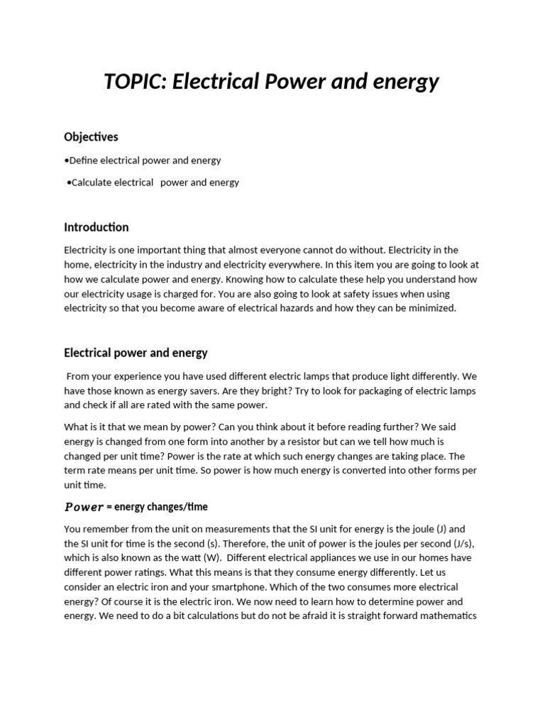 Electrical Power and Energy f3 | PDF | Electric Power | Watt