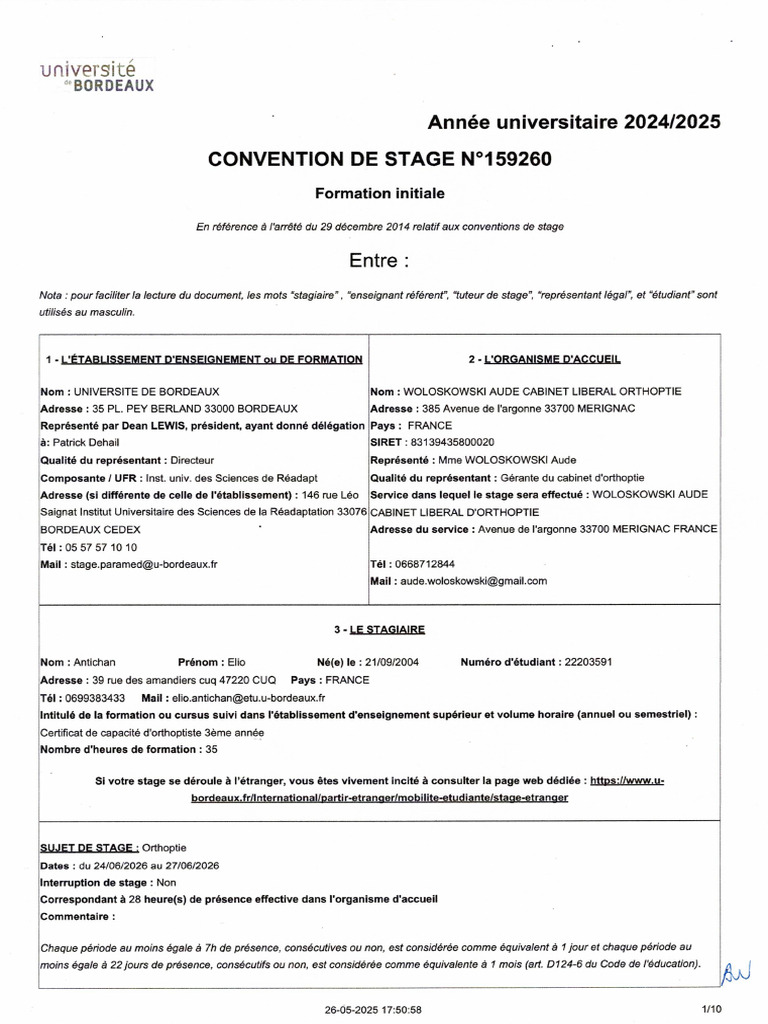 Convention Stage Elio Antichan | PDF