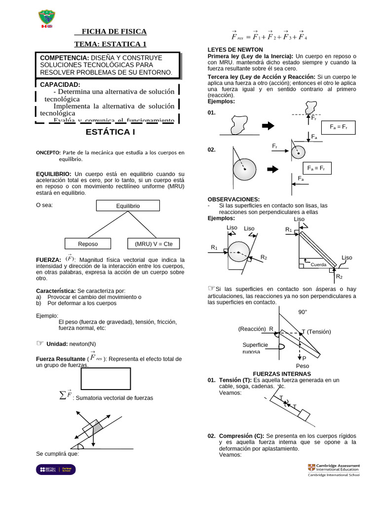 Conceptos Clave de Estática en Física | PDF | Fuerza | Las leyes del ...