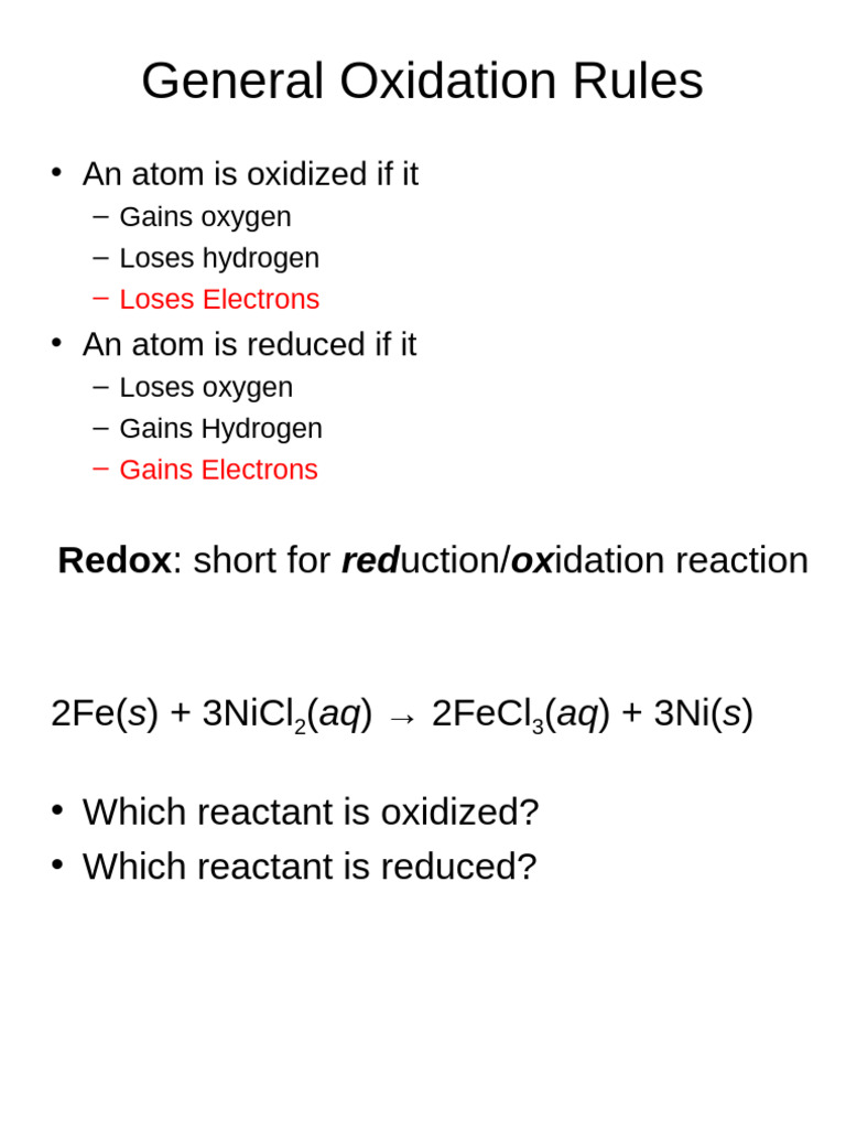 Chem 161 - Chapter 9 - Oxidation | PDF | Redox | Ion
