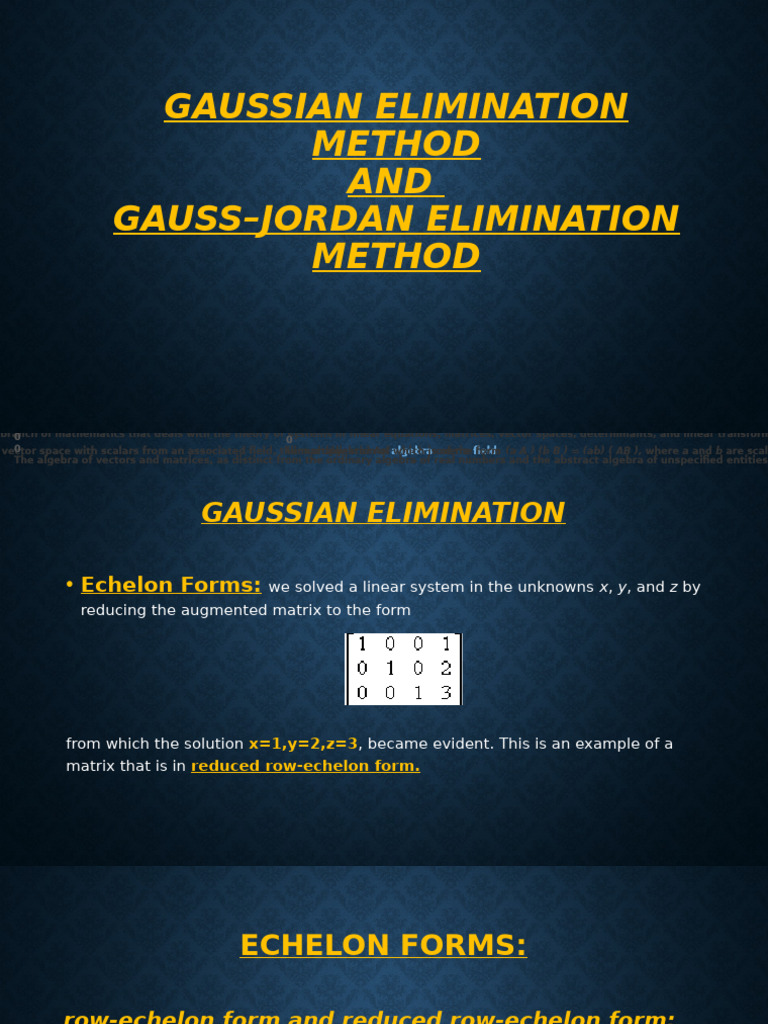 Gauss Elimination vs. Gauss-Jordan Methods | PDF | System Of Linear ...