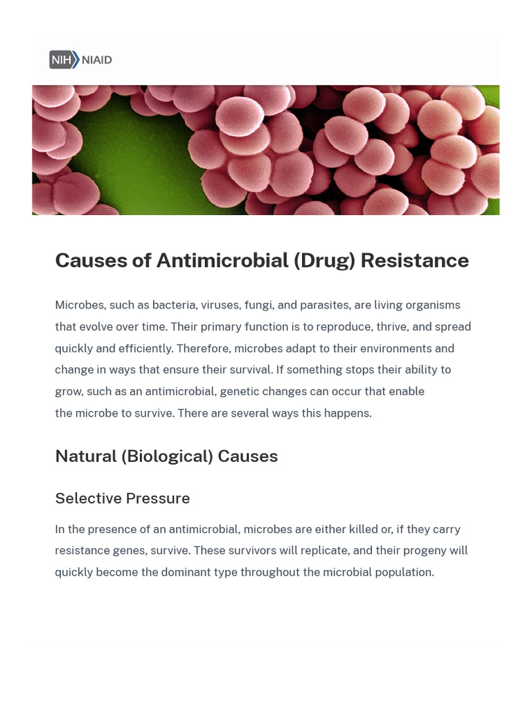 Causes of Antimicrobial (Drug) Resistance - NIAID - National Institute ...