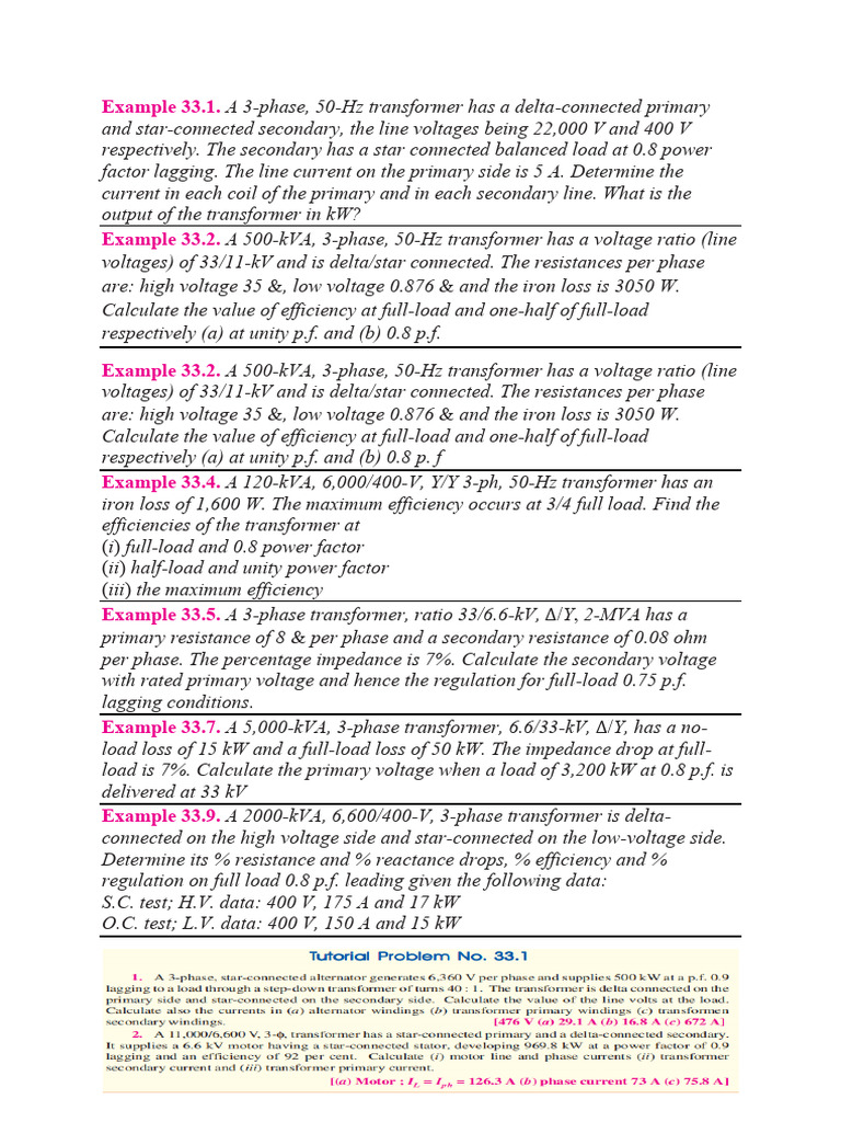 3-Phase Transformer Calculation Guide | PDF