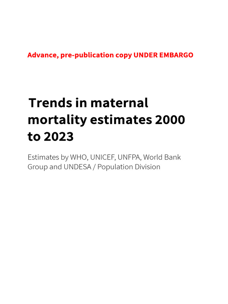 Trends in Maternal Mortality Estimates 2000 To 2023 | PDF | Maternal ...
