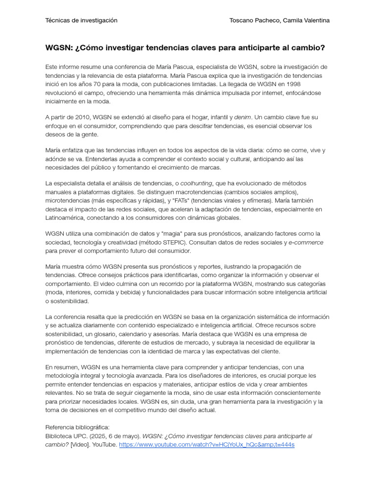 Informe - WGSN - ¿Cómo Investigar Tendencias Claves para Anticiparte Al Cambio - Toscano | PDF ...