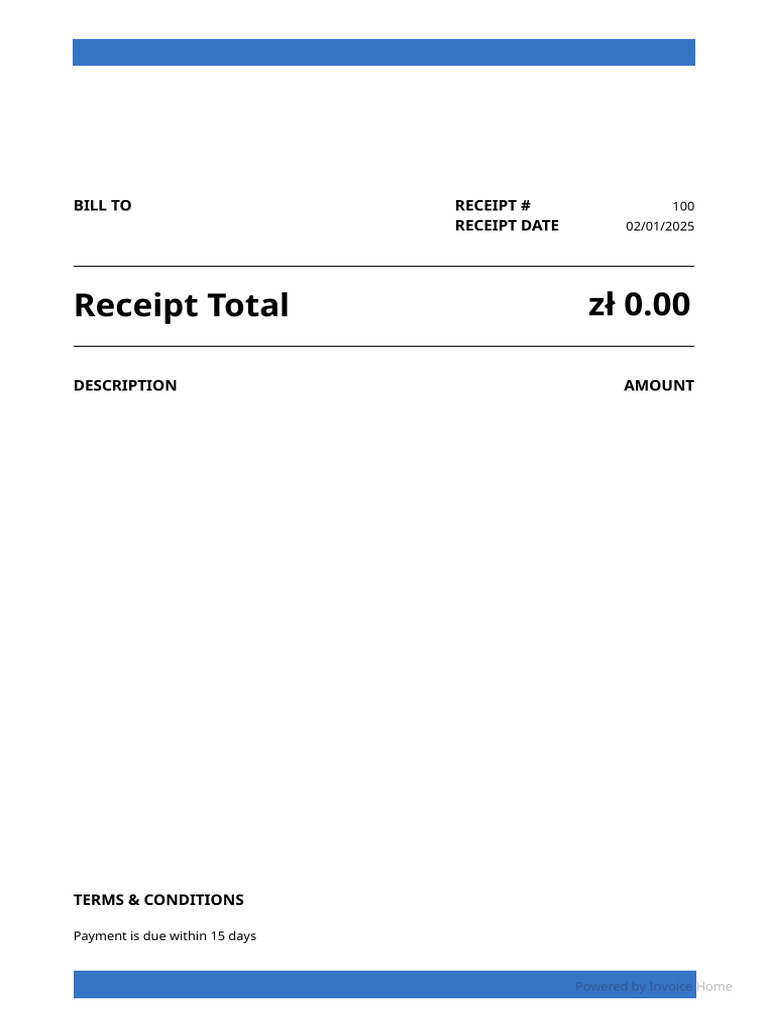 Receipt Total ZŁ 0.00: Bill To Receipt # Receipt Date | PDF