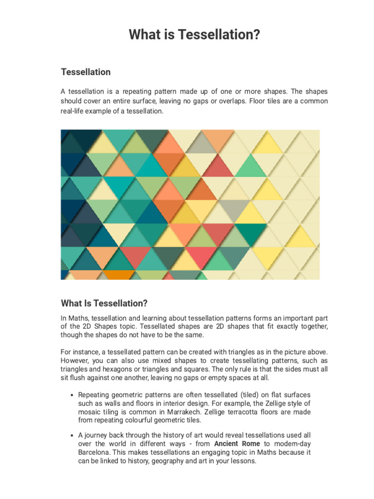 What Is Tessellation - Tessellations Meaning and Resources | PDF ...