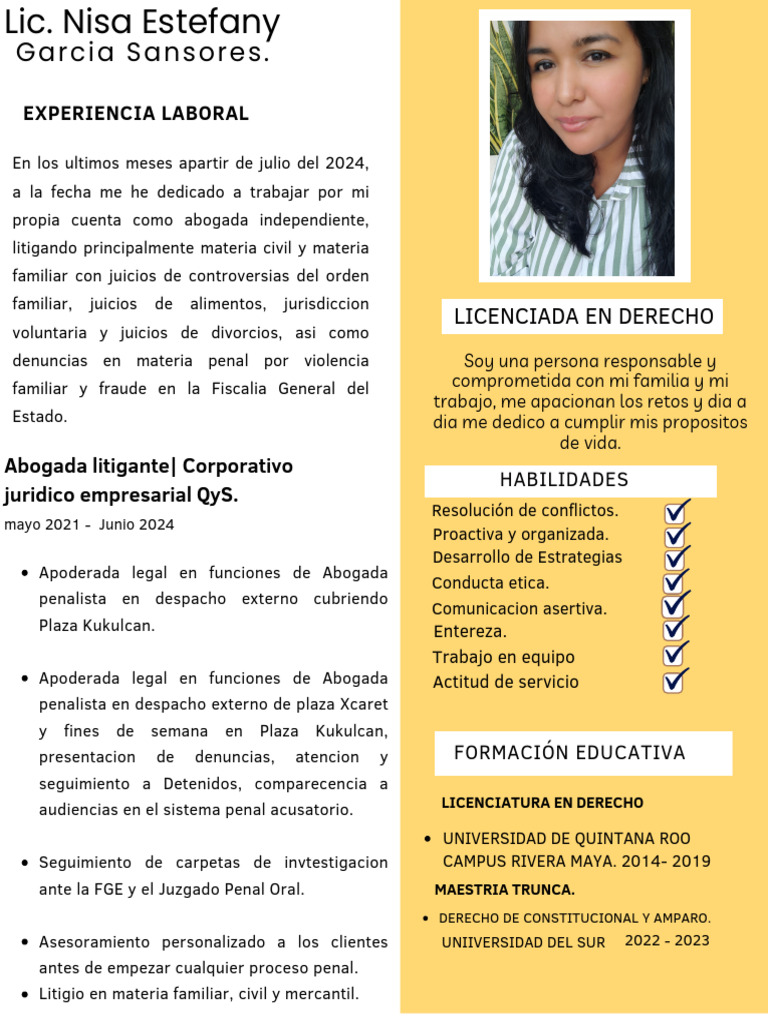 Curriculum Vitae Profesional NISA GARCIA | PDF | Abogado | Judicaturas