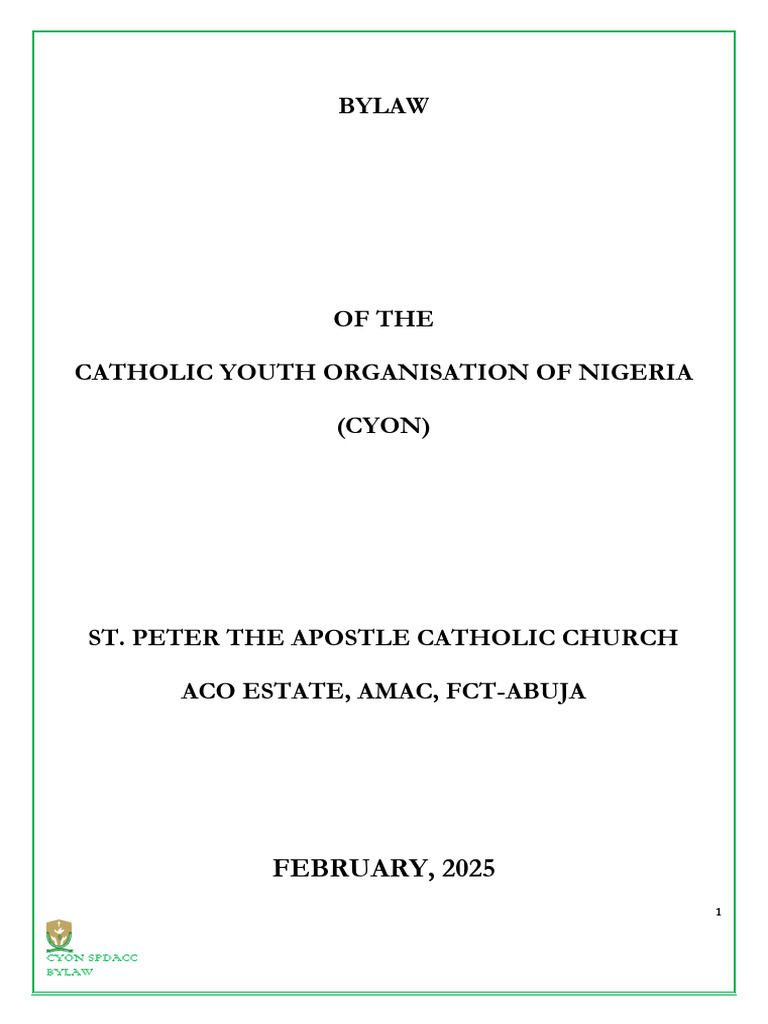Cyon Spdacc Bylaw Draft Final | PDF | Catholic Church | Elections