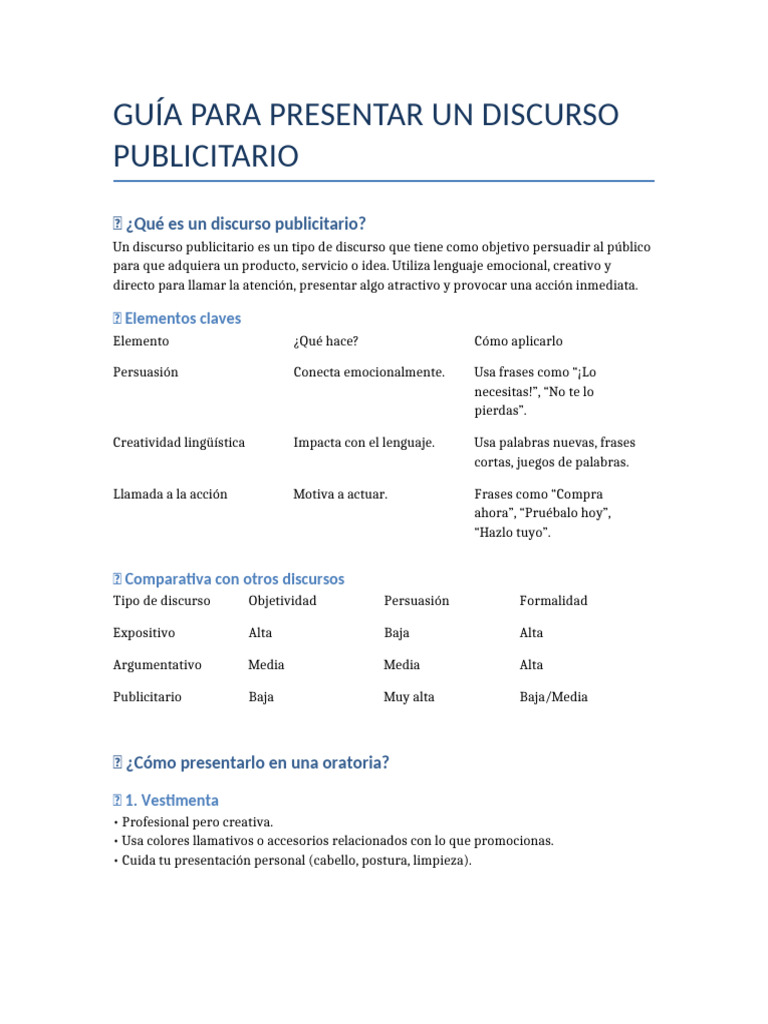 Discurso Publicitario Guia Jael | PDF | Hablar en público ...