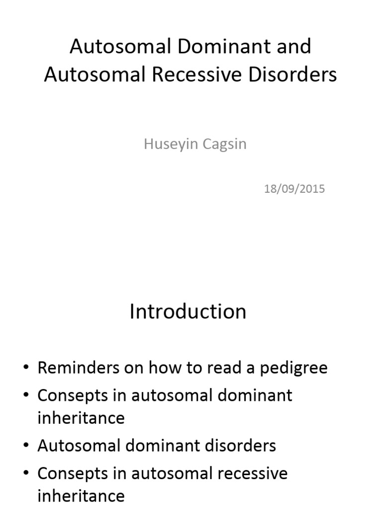 Autosomal Dominant and Autosomal Recessive Disorders - 1 | PDF ...