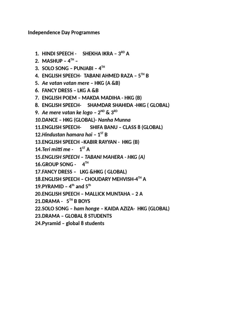 Independence Day Celebration | PDF