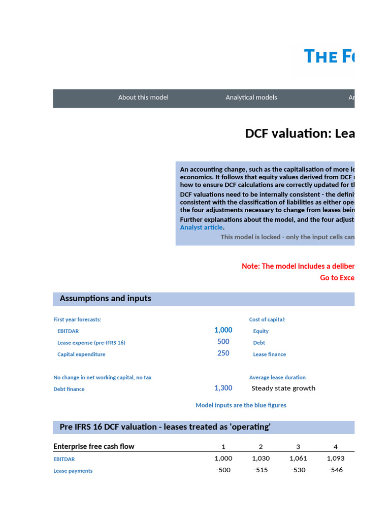 DCF Valuation Model for Lease Liabilities | PDF | Discounted Cash Flow ...