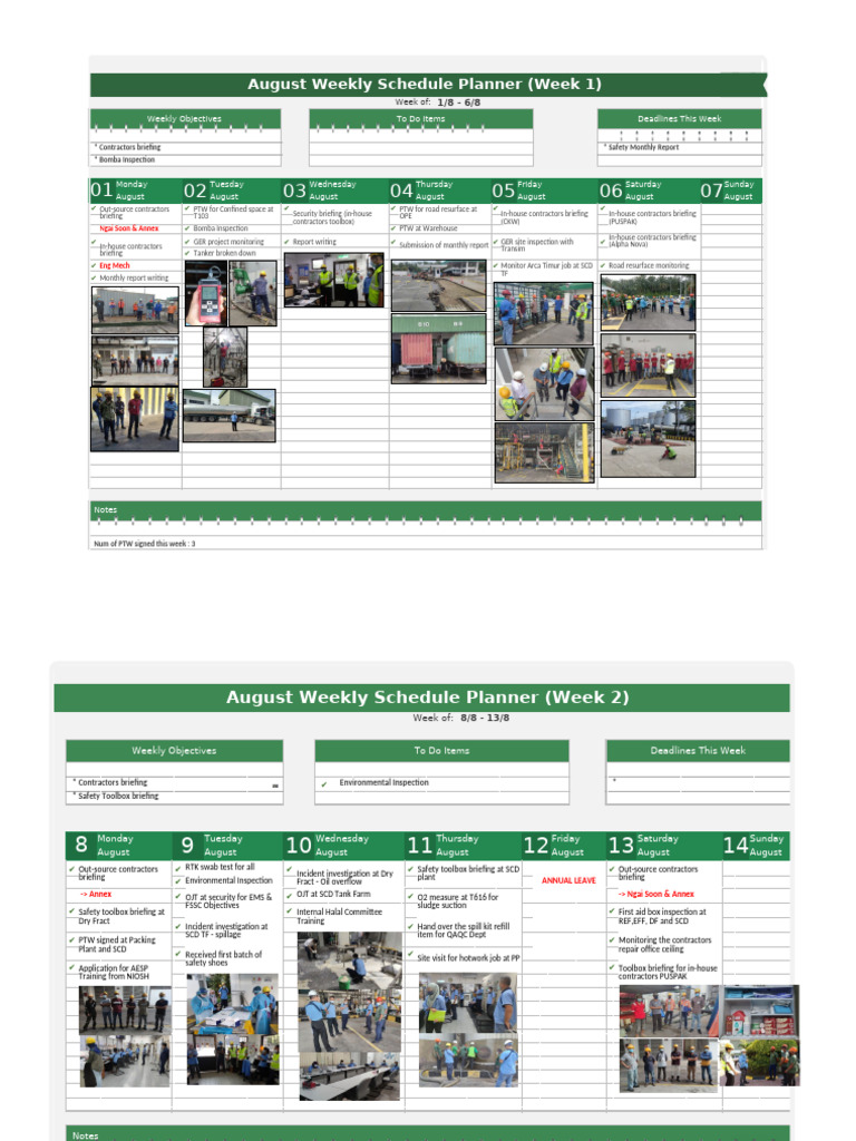 August Weekly Schedule Planner 2023 | PDF