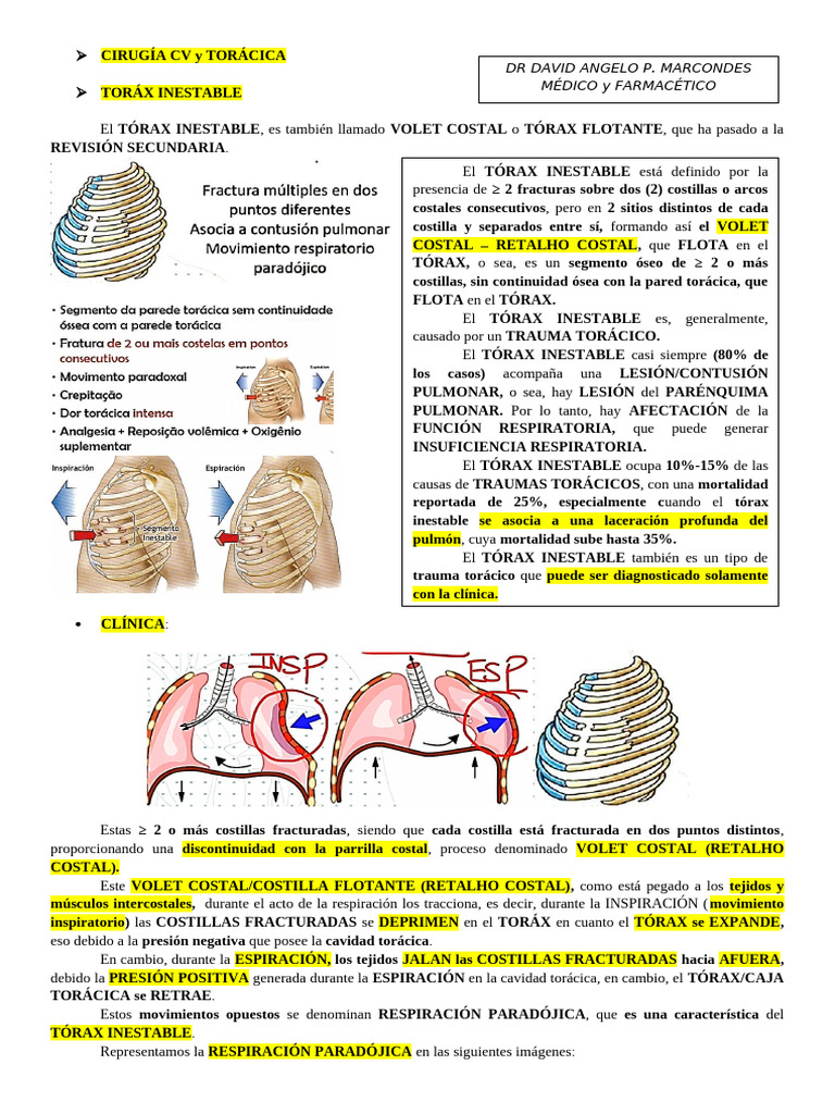 CIRUGÍA CV y TORÁCICA - TORÁX INESTABLE - DR DAVID MARCONDES | PDF ...