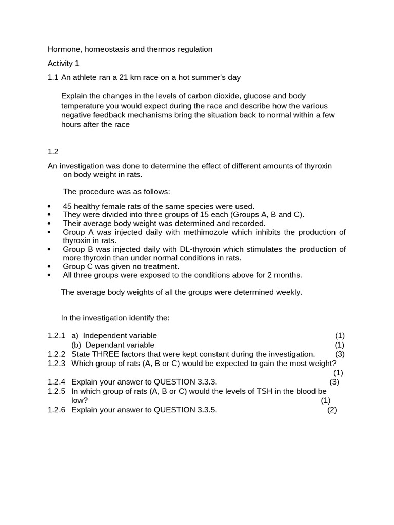 Avtivity 1 Hormone | PDF