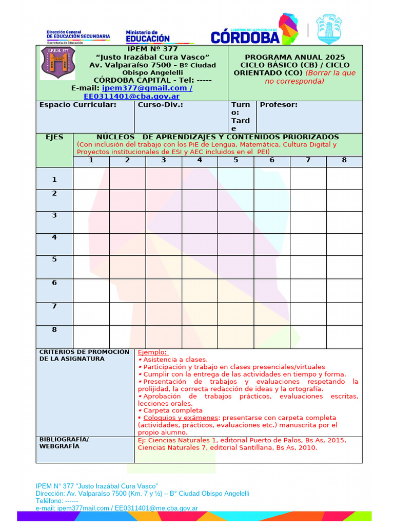 Programa Modelo Ipem 377 Ciclo 2025 | PDF | Aprendizaje | Comunicación ...
