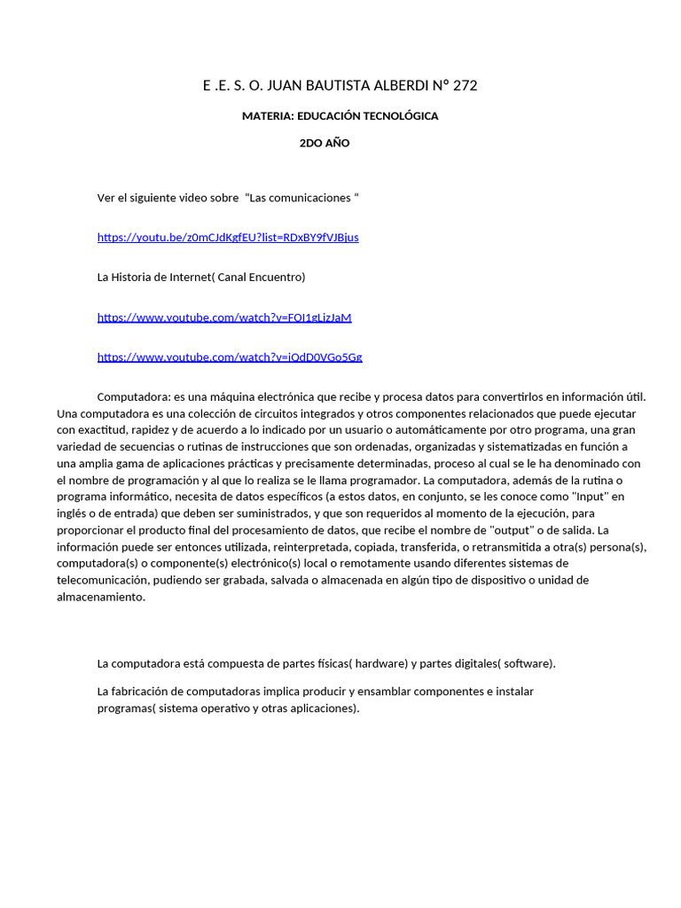 Act. Nº3 Las Comunicaciones | PDF | Programa de computadora | Programación