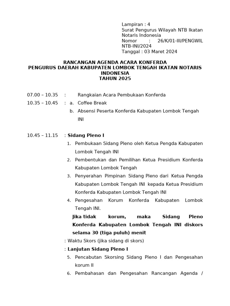 2-Draft Rancangan Acara Koferda INI-1 | PDF