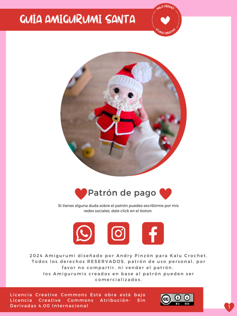 Patrón Amigurumi Santa: Guía Completa | PDF | Amigurumi | Corbata
