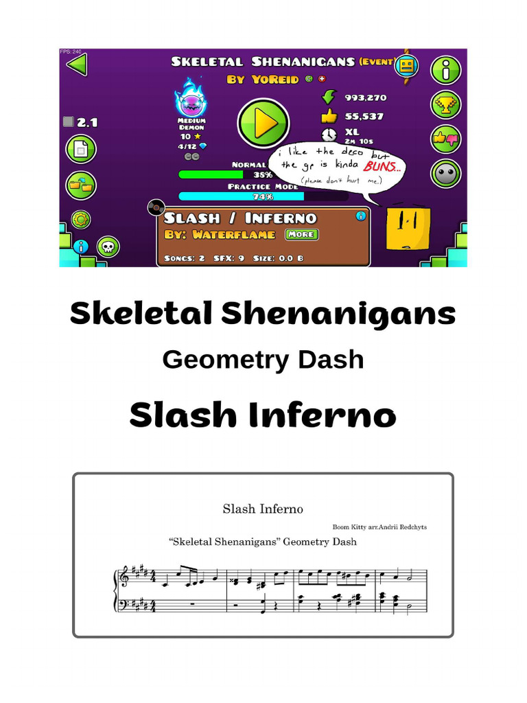 Slash Inferno - Skeletal Shenanigans - Geometry Dash For Solo Piano ...