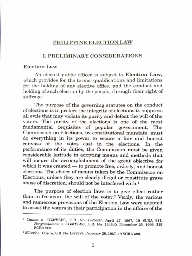 Philippine Election Law Overview | PDF | Elections | Suffrage