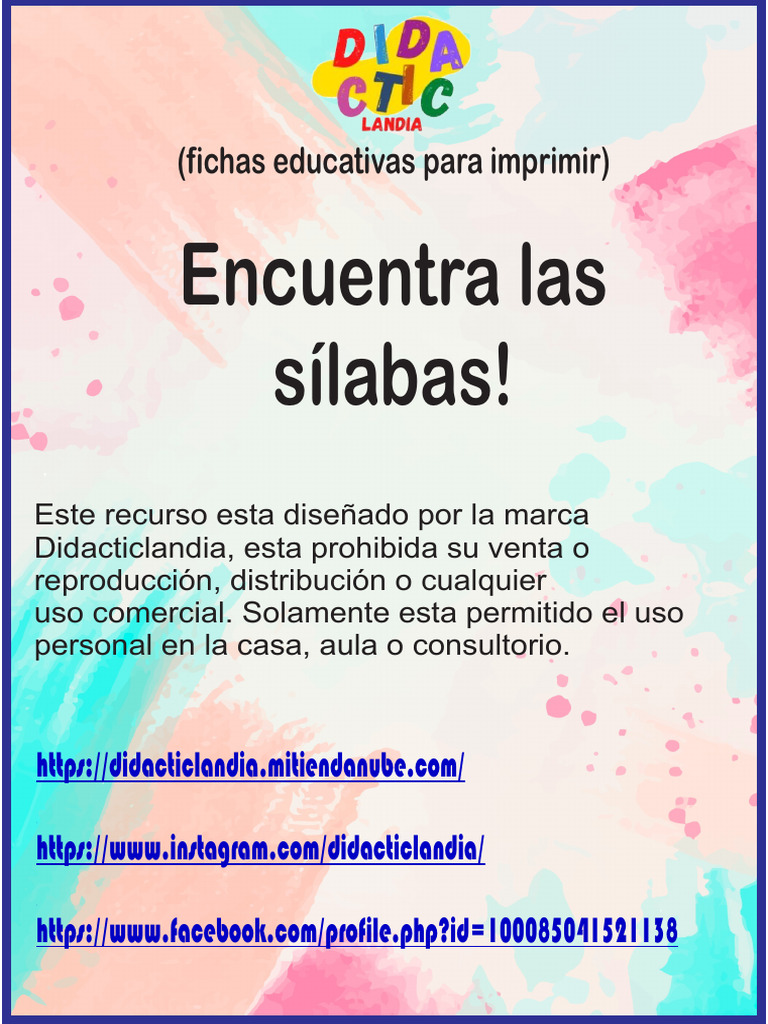 Encuentra Las Silabas | PDF
