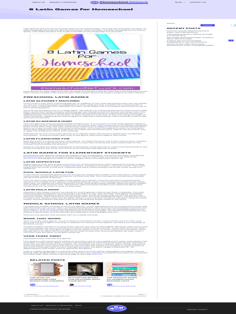 8 Latin Games For Homeschool - IHomeschool Network | PDF | English ...