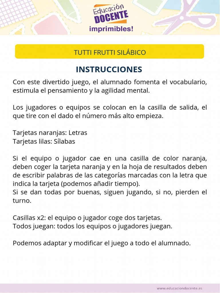 Tutti Frutti | PDF | Juegos de habilidad mental