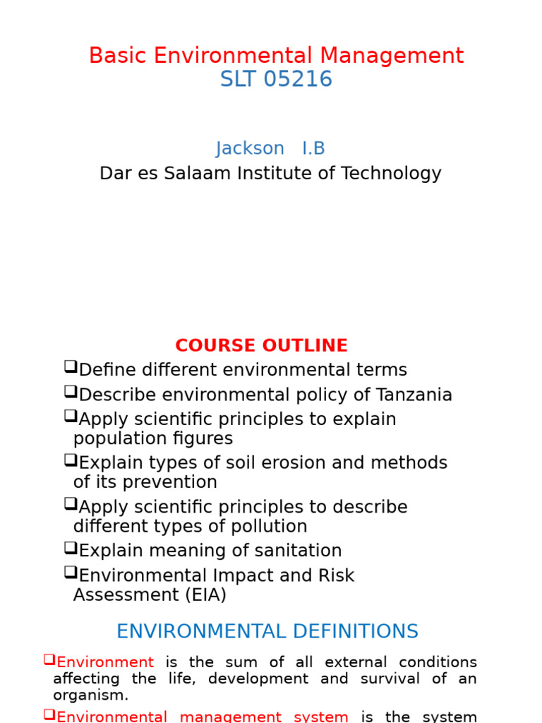 LECTURE 1 Basic Environmental Terms | PDF | Risk | Hazards