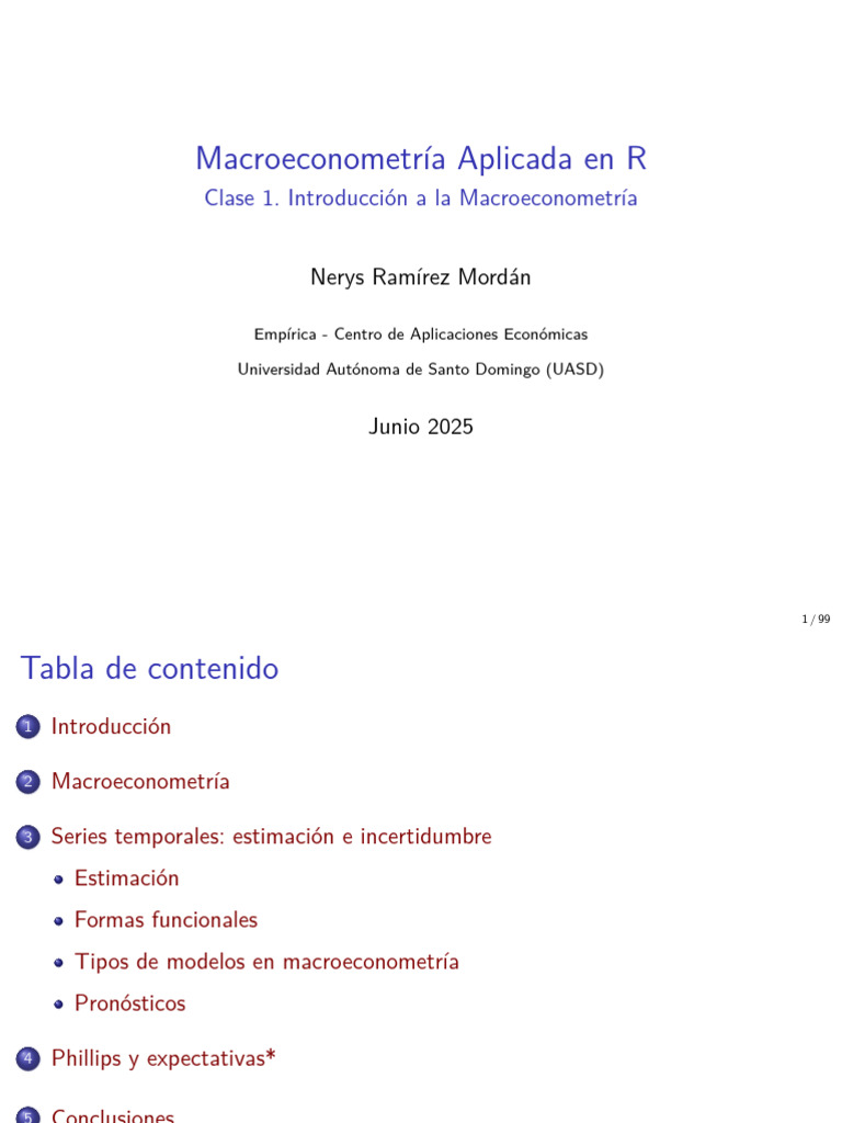 Clase 1. Introducción A La Macroeconometría | PDF | Macroeconómica | Econometría