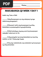 Makabansa 2 Worksheet Q2 W1 | PDF