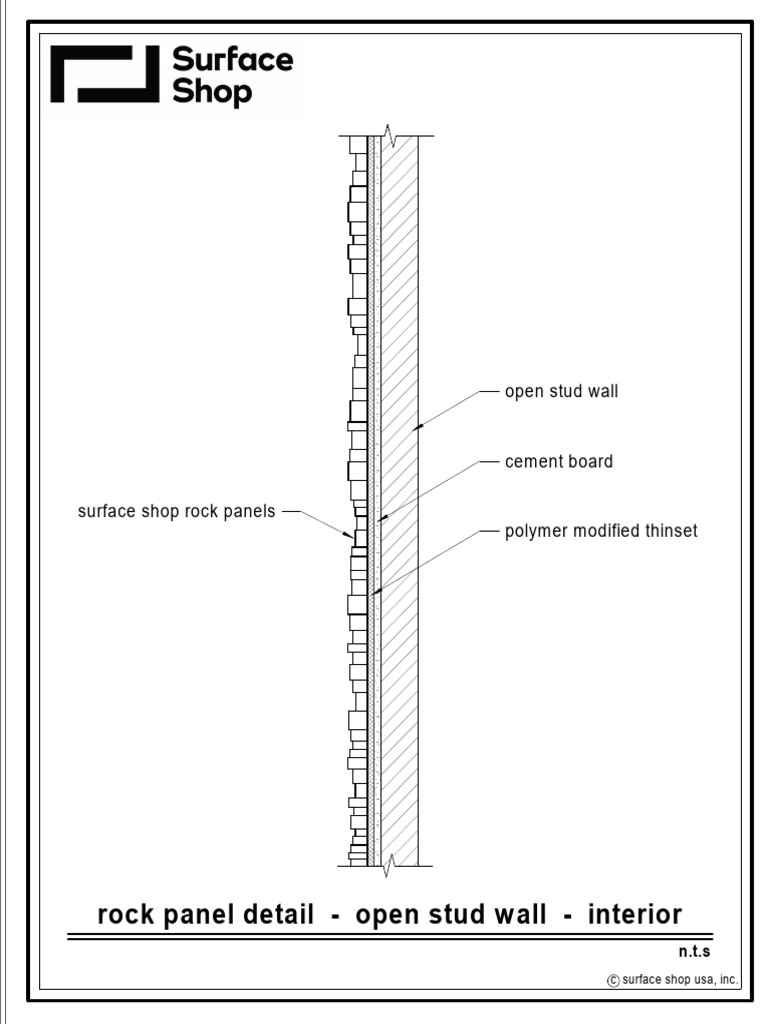 SS Rock Panel Installation Substrate Detail Open Stud Wall Interior ...