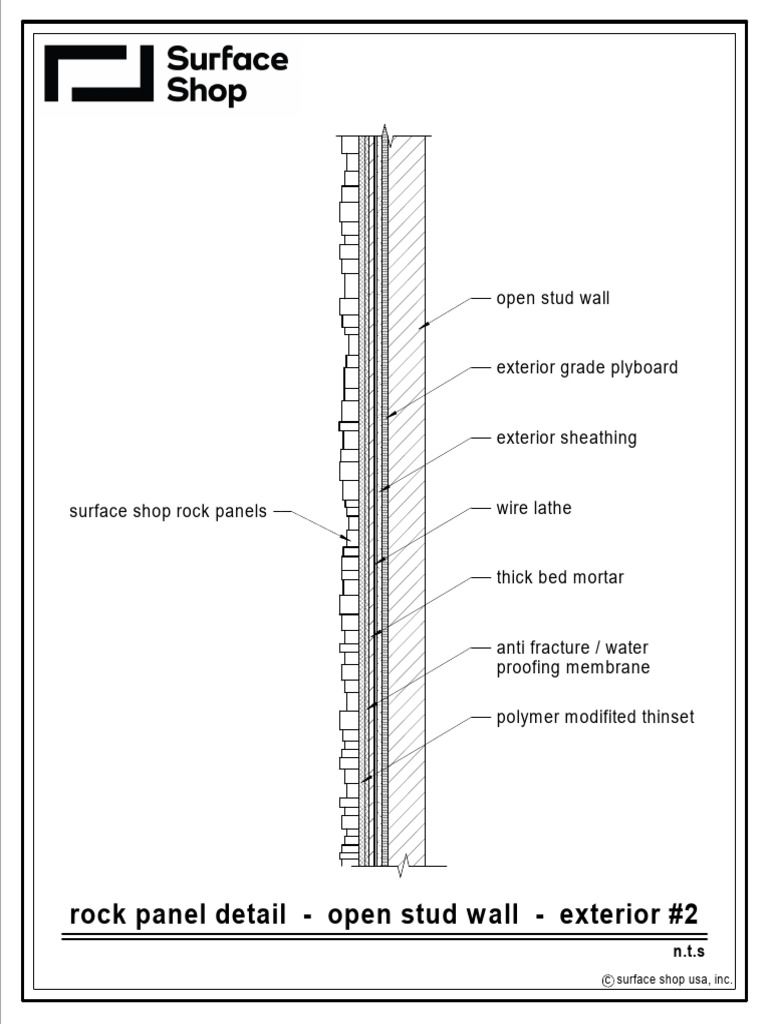 SS Rock Panel Installation Substrate Detail Open Stud Wall Exterior ...