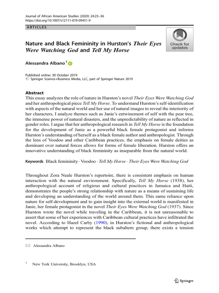 Nature and Black Femininity in Hurston's Their Eyes Were Watching God ...