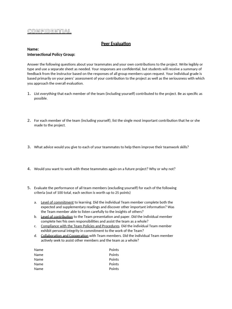 Peer Evaluation | PDF