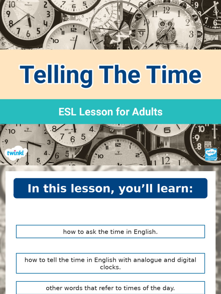 T 1721645451 Esl Telling The Time Powerpoint Adults A1 A2 - Ver - 3 ...