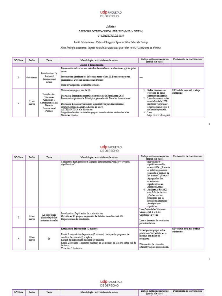 DIP Syllabus Malla Nueva 1° 2025 ACTUALIZADO | PDF | Tratado ...
