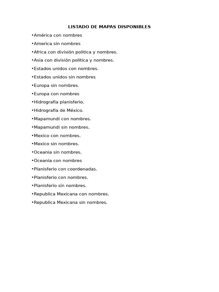 Listado de Mapas | PDF