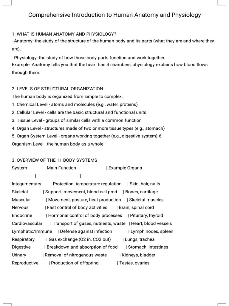 Human Anatomy and Physiology Overview | PDF | Human Body | Anatomical ...