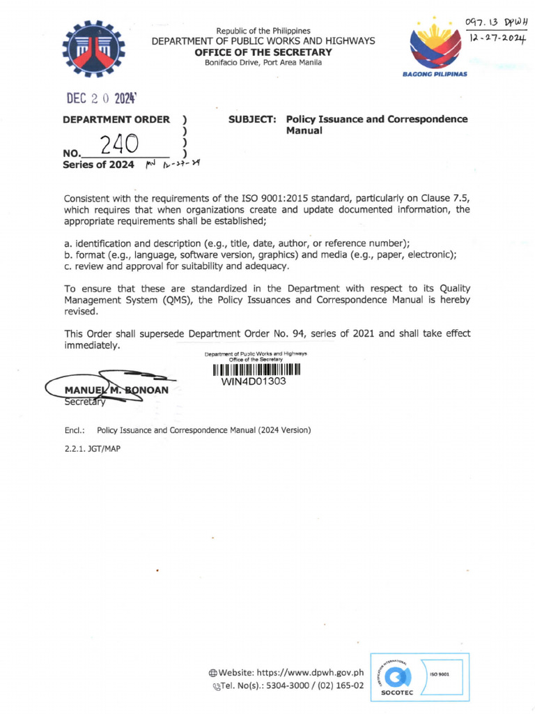 Revised Policy Manual 2024 DPWH | PDF