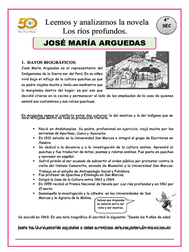 PDF Ficha Los Rios Profundos 4 Ay B Compress | PDF