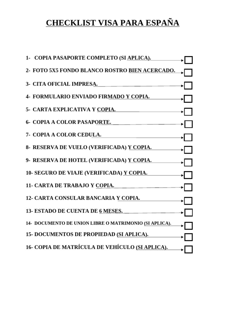 Requisitos Visa España: Checklist Completo | PDF
